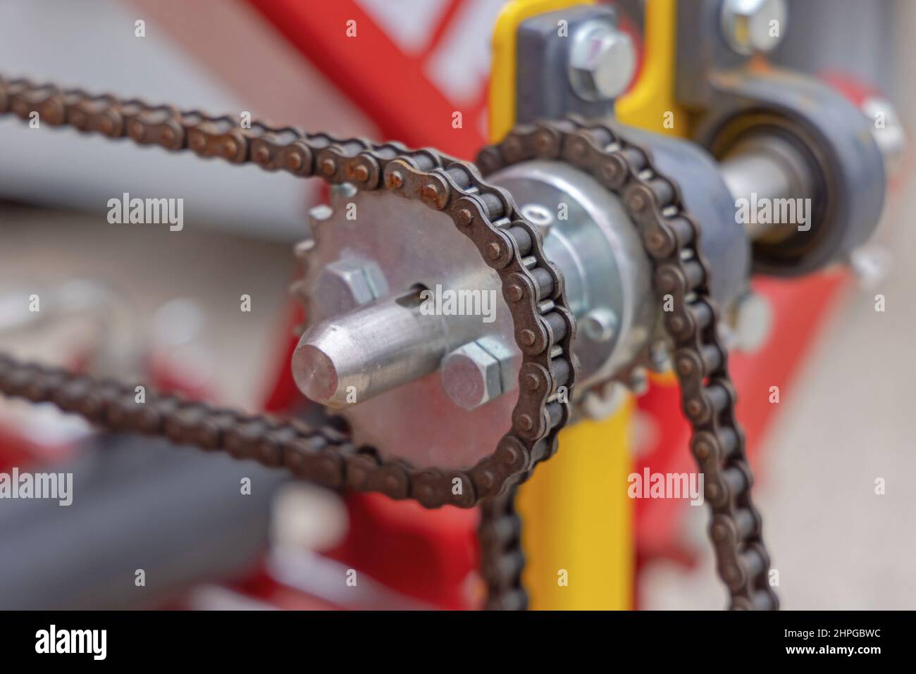 Chain Drive Shaft at Agriculture Farm Machinery Stock Photo - Alamy