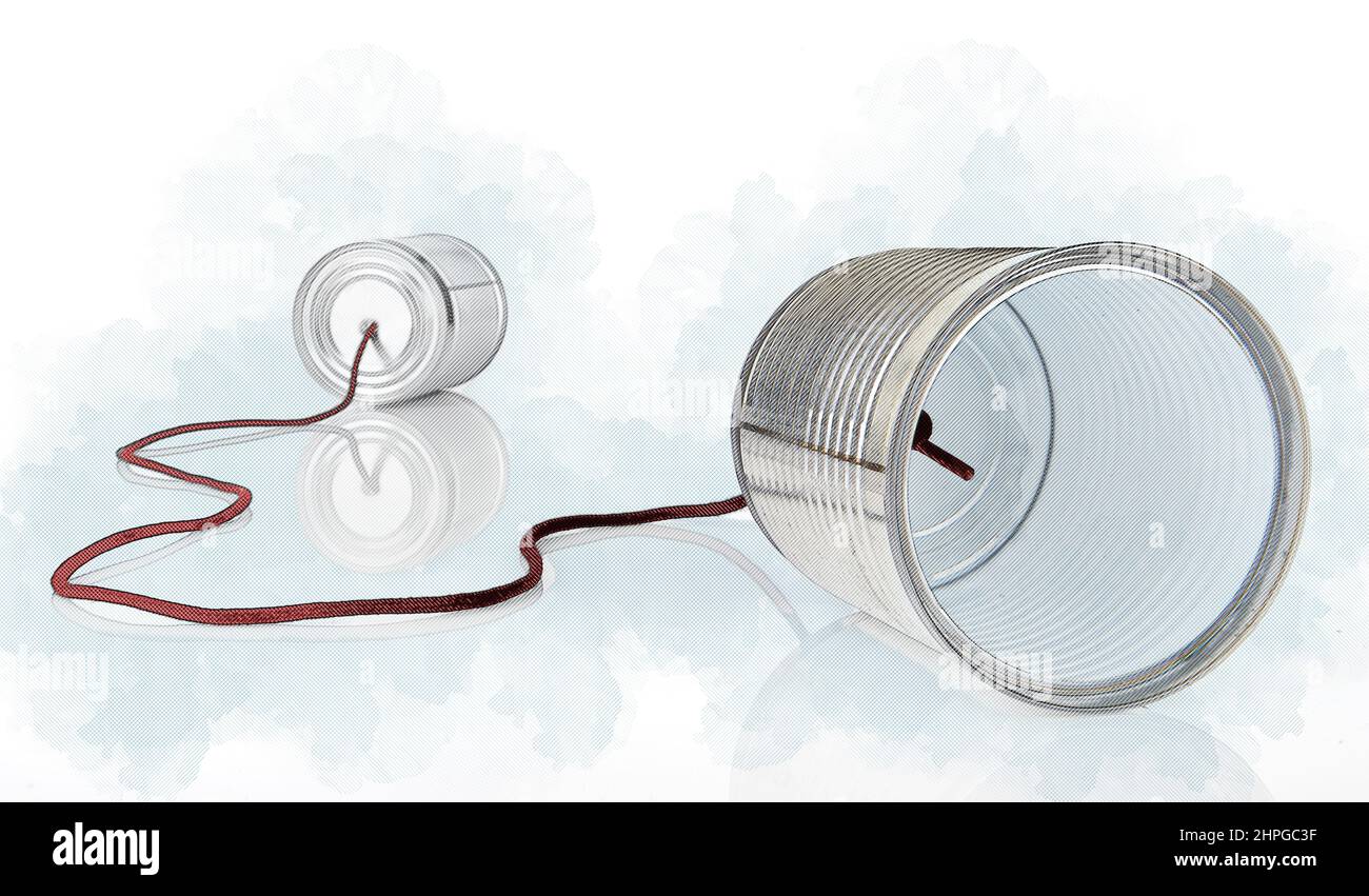 Illustration Art of a Tin Can Phone. Concept for communication Stock ...