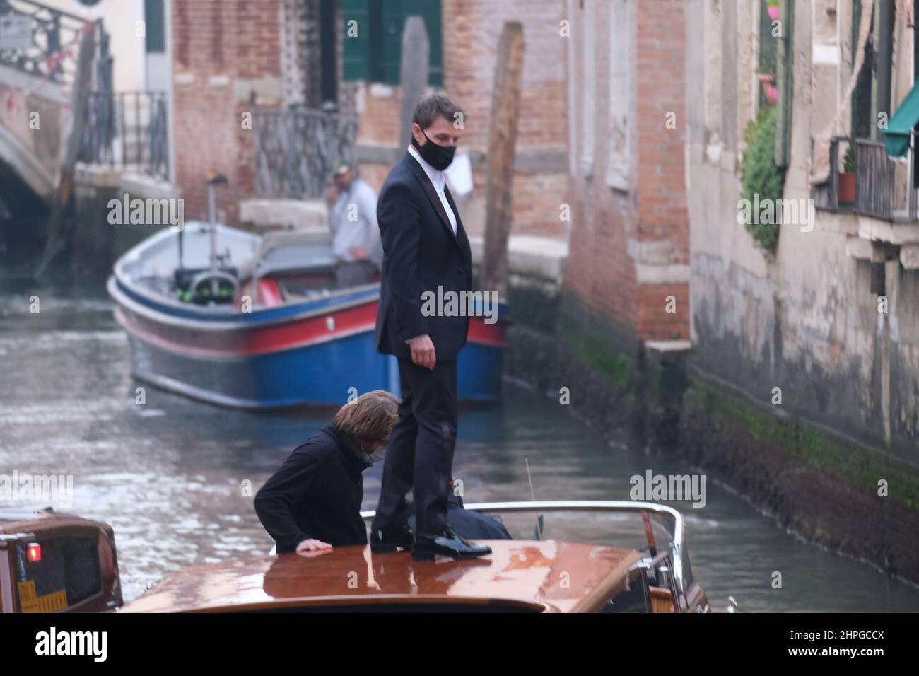 Tom Cruise during the shooting of mission impossible 7 in venice Stock ...