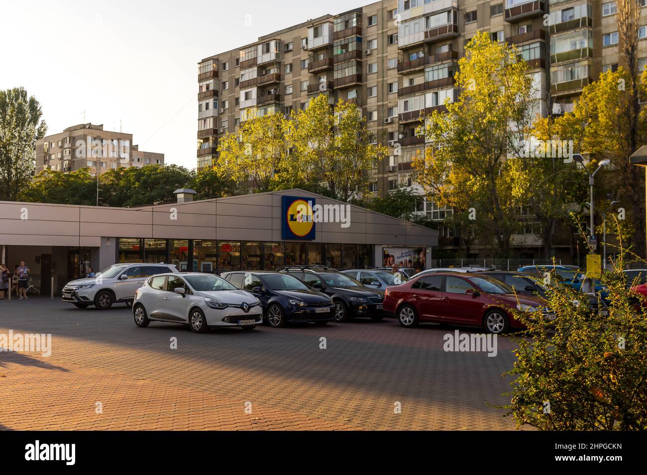 LIDL supermarket and logo. Lidl store in Bucharest, Romania, 2021 Stock ...