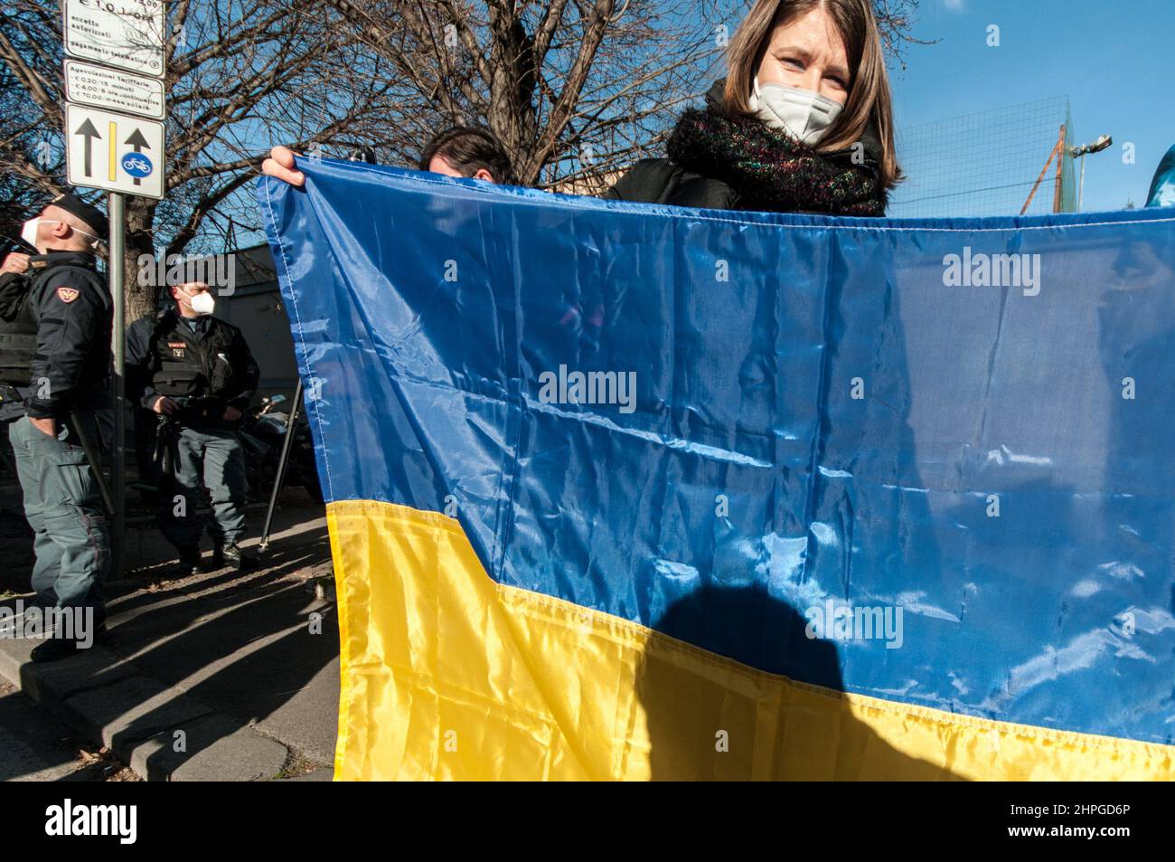 Rome, Italy. 3rd Feb, 2022. Sit-in in near the Russian embassy ...