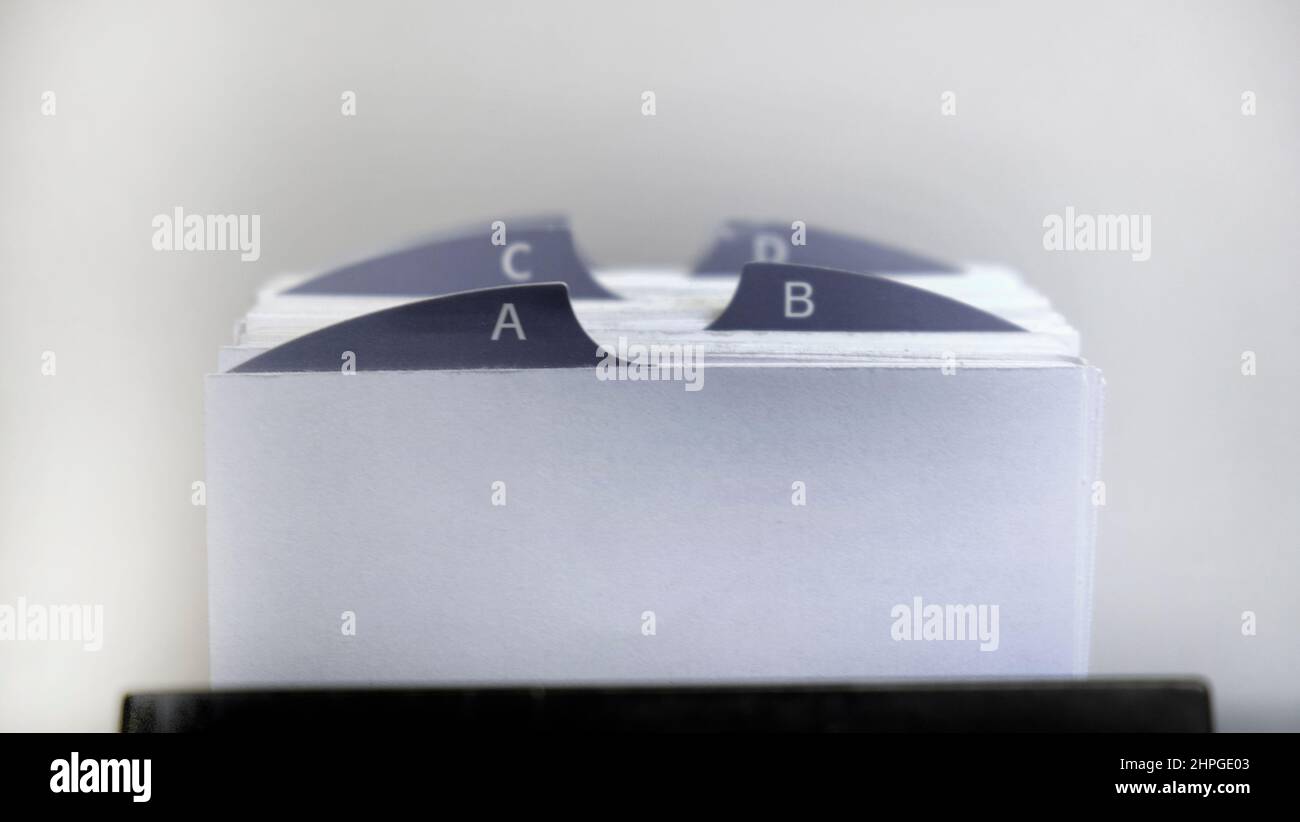 Index cards for buisness contacts and communication contact people ...