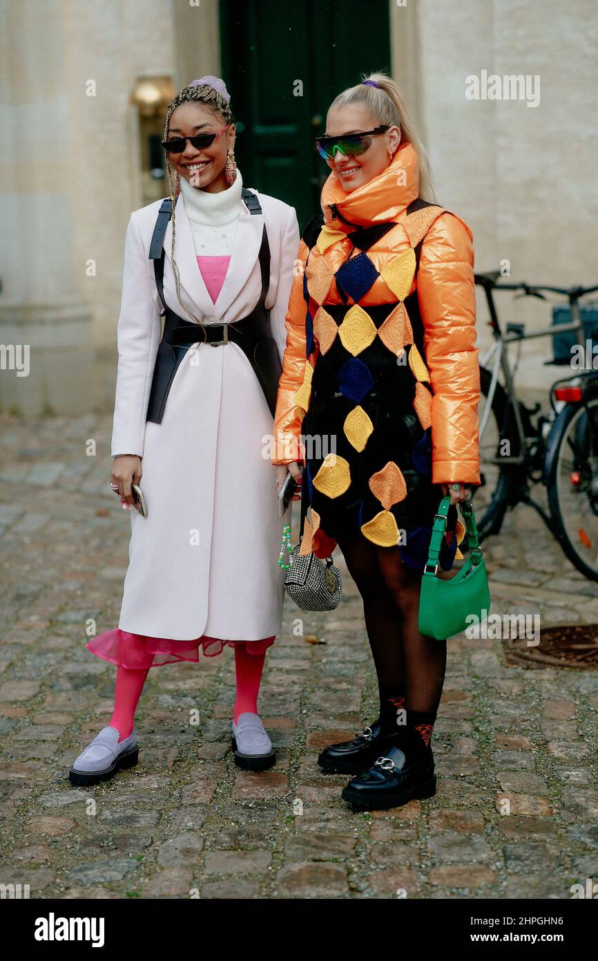 Street style, Petra Henriette Rufi and Maria Wos arriving at Copenhagen ...