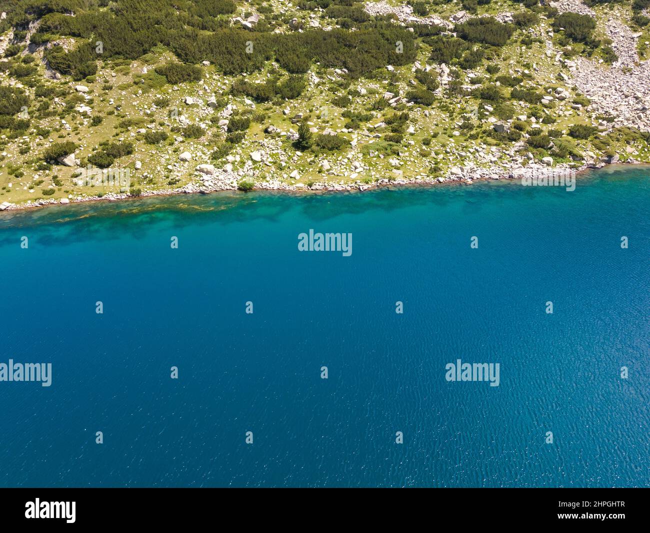 Amazing Aerial view of Fish Banderitsa lake, Pirin Mountain, Bulgaria ...
