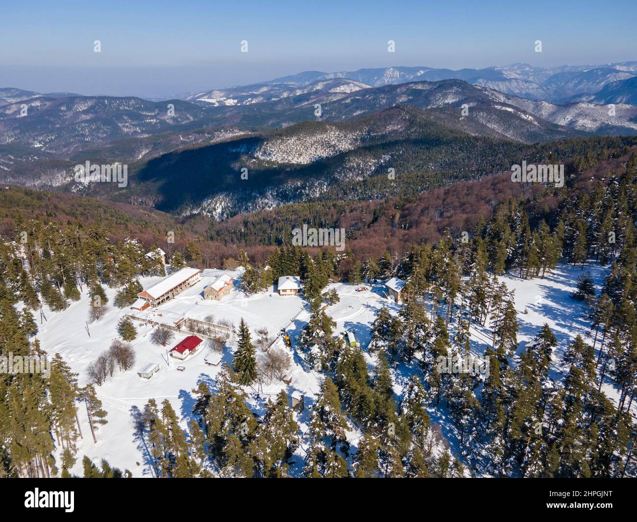 Aerial view of Byala Cherkva region at Rhodopes Mountain, Plovdiv ...