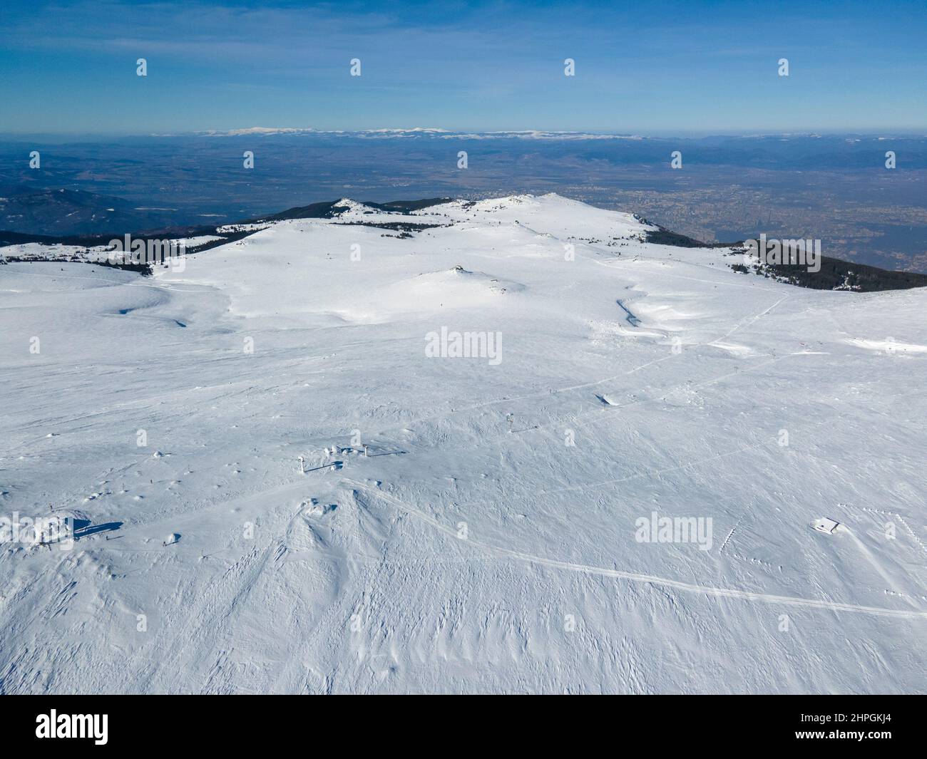 Aerial Winter view of Vitosha Mountain near Cherni Vrah peak, Sofia ...