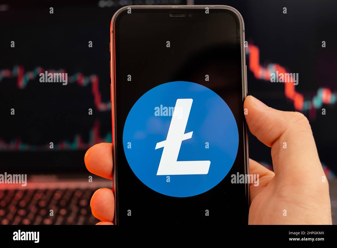 Litecoin LTC app of cryptocurrency stock market analysis on the screen ...