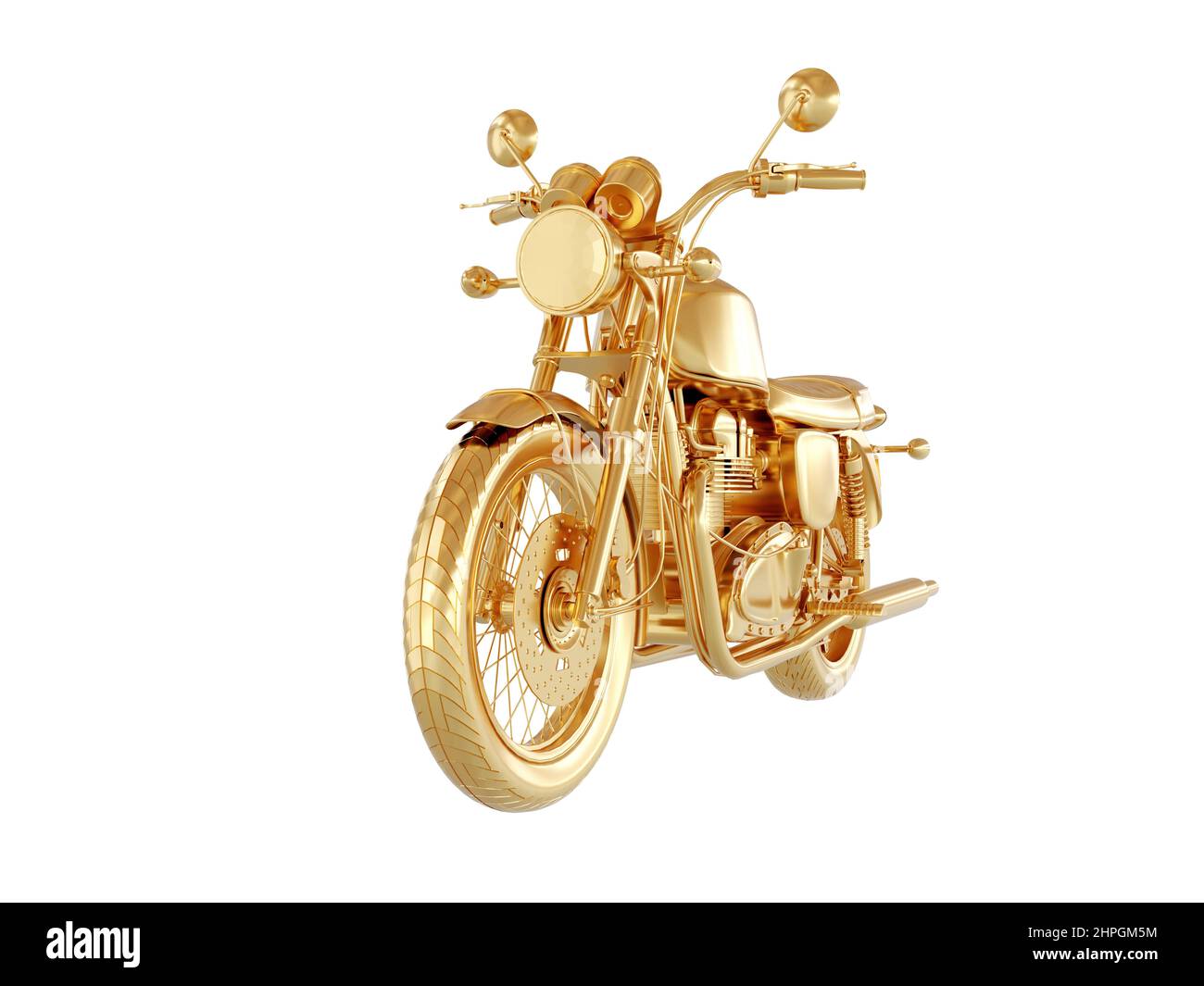 3D render illustration of a golden motorcycle Stock Photo - Alamy
