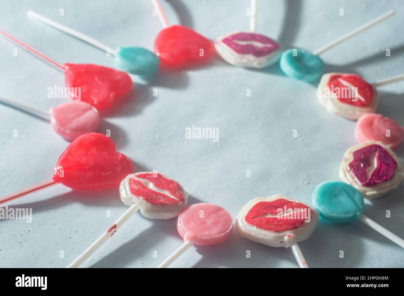 Various lollipops with light blue background,lollipop texture for ...