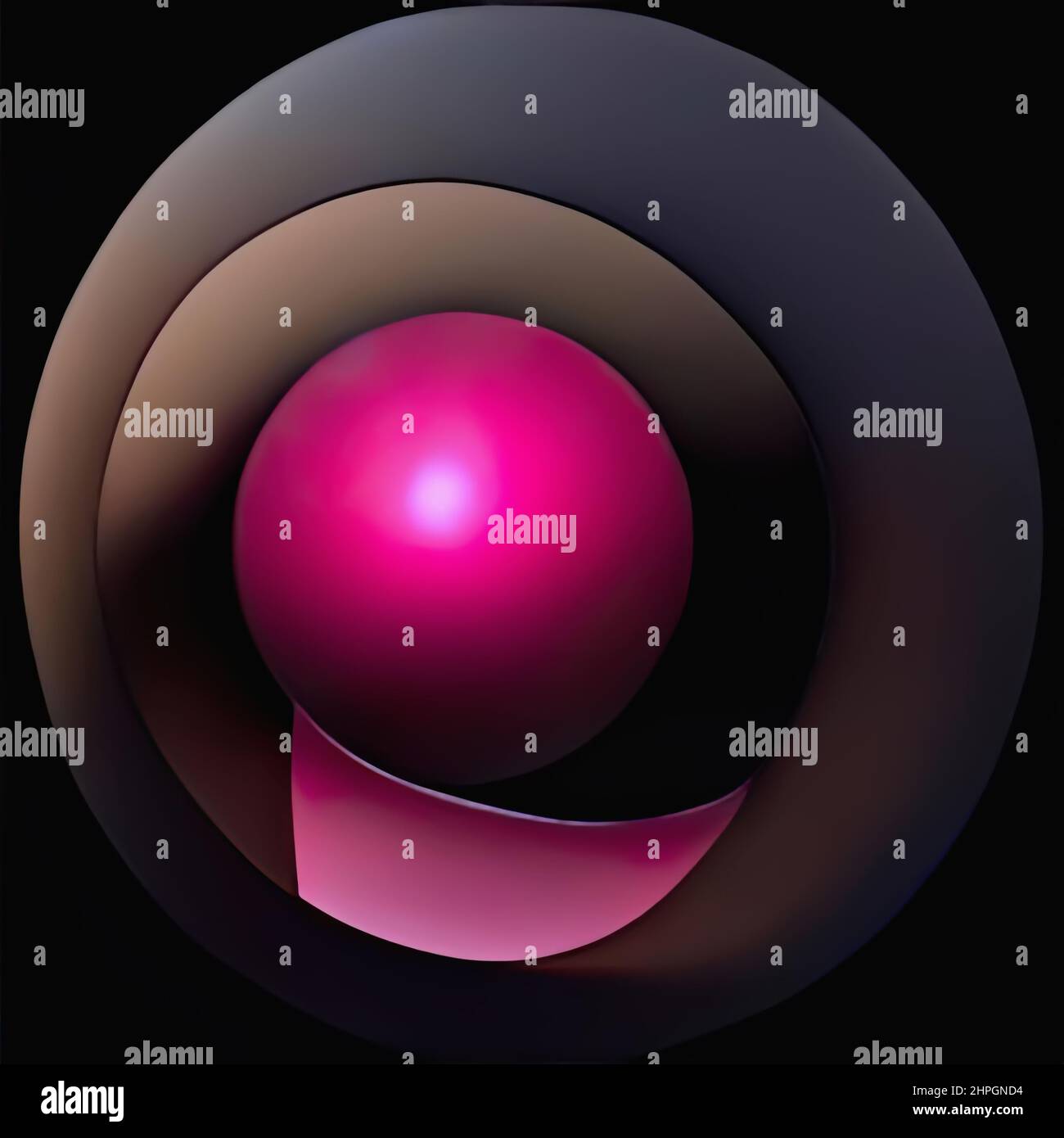 Abstract art of surreal purple sphere in twisted round shape Stock ...