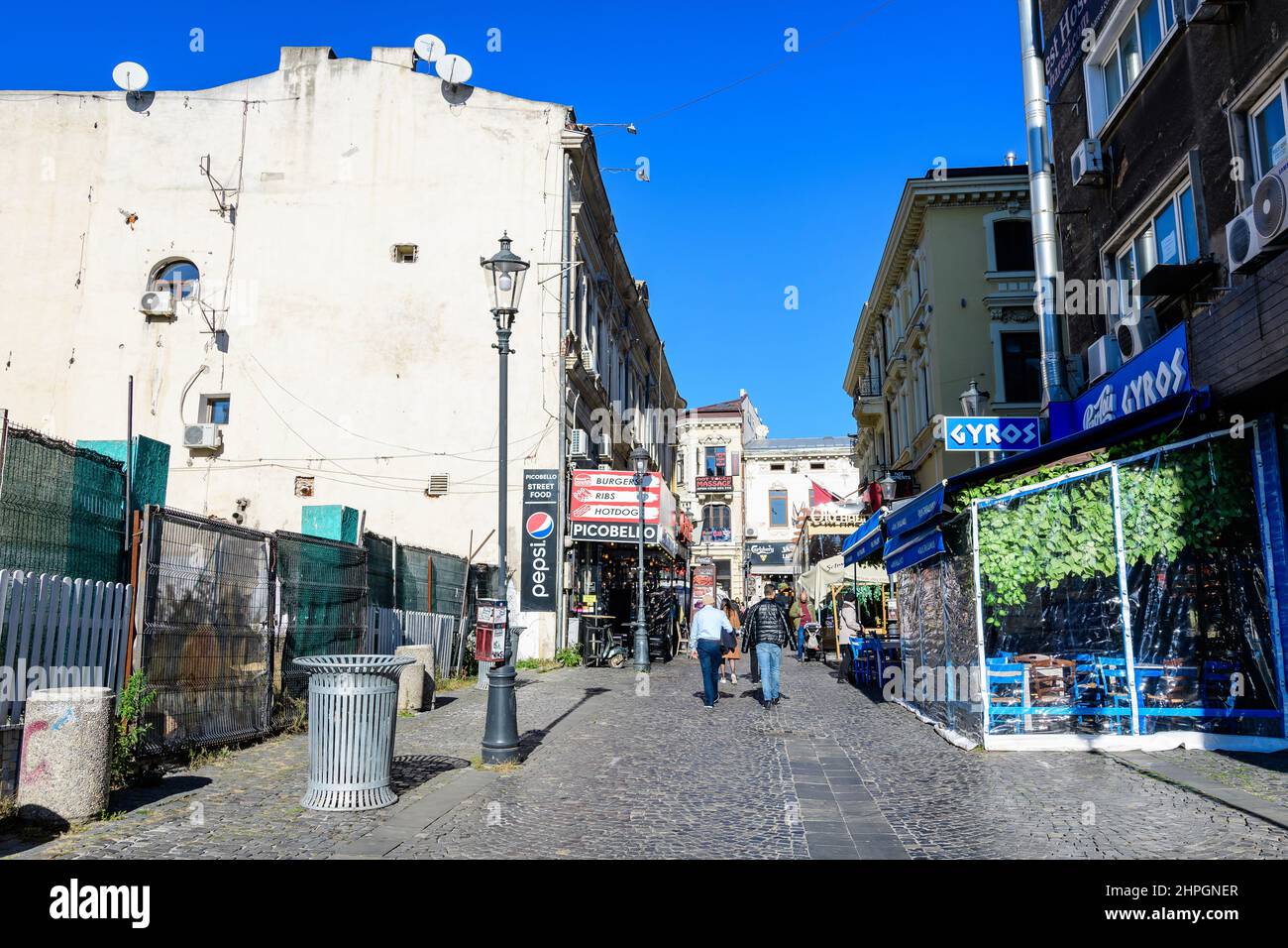 Bucharest, Romania, 20 November 2021: Old buildings with bars and ...