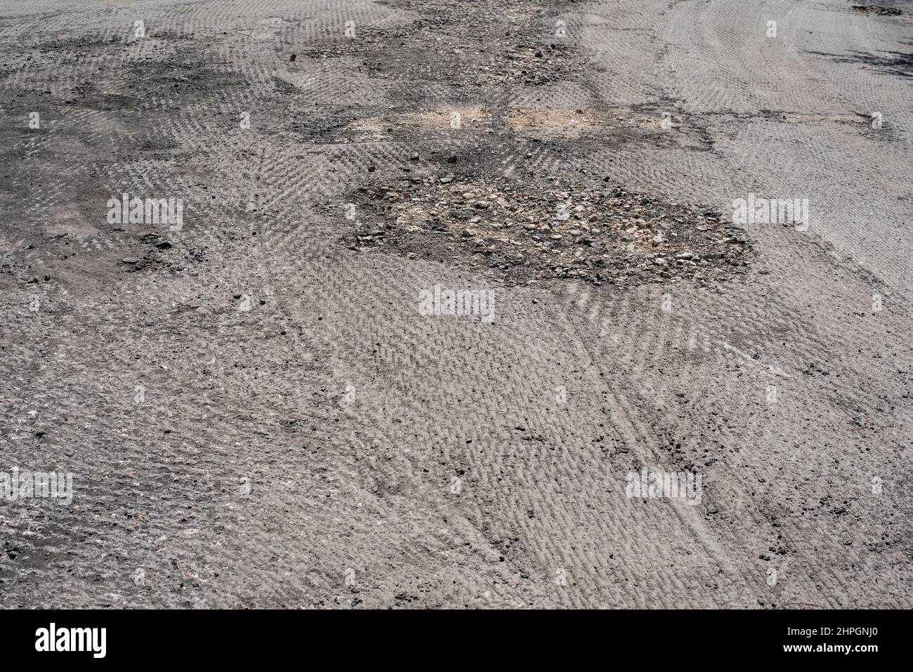 a damaged road with a milled surface in a repair process Stock Photo ...