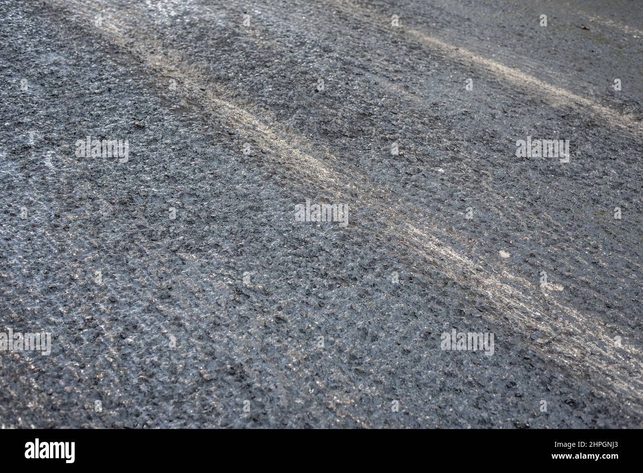 view over a street under renovation with a milled asphalt surface Stock ...