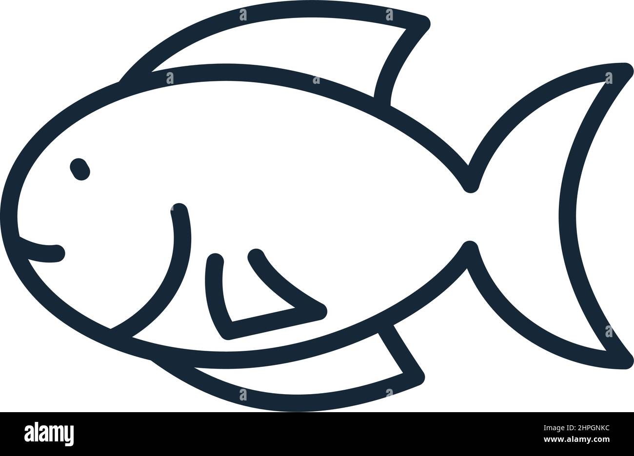 Stylish thin line fish icon isolated on white background - Vector ...