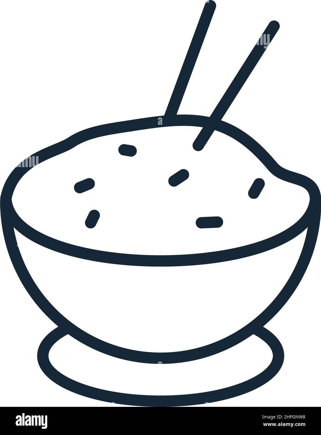 Stylish thin line icon of a plate of rice on a white background ...