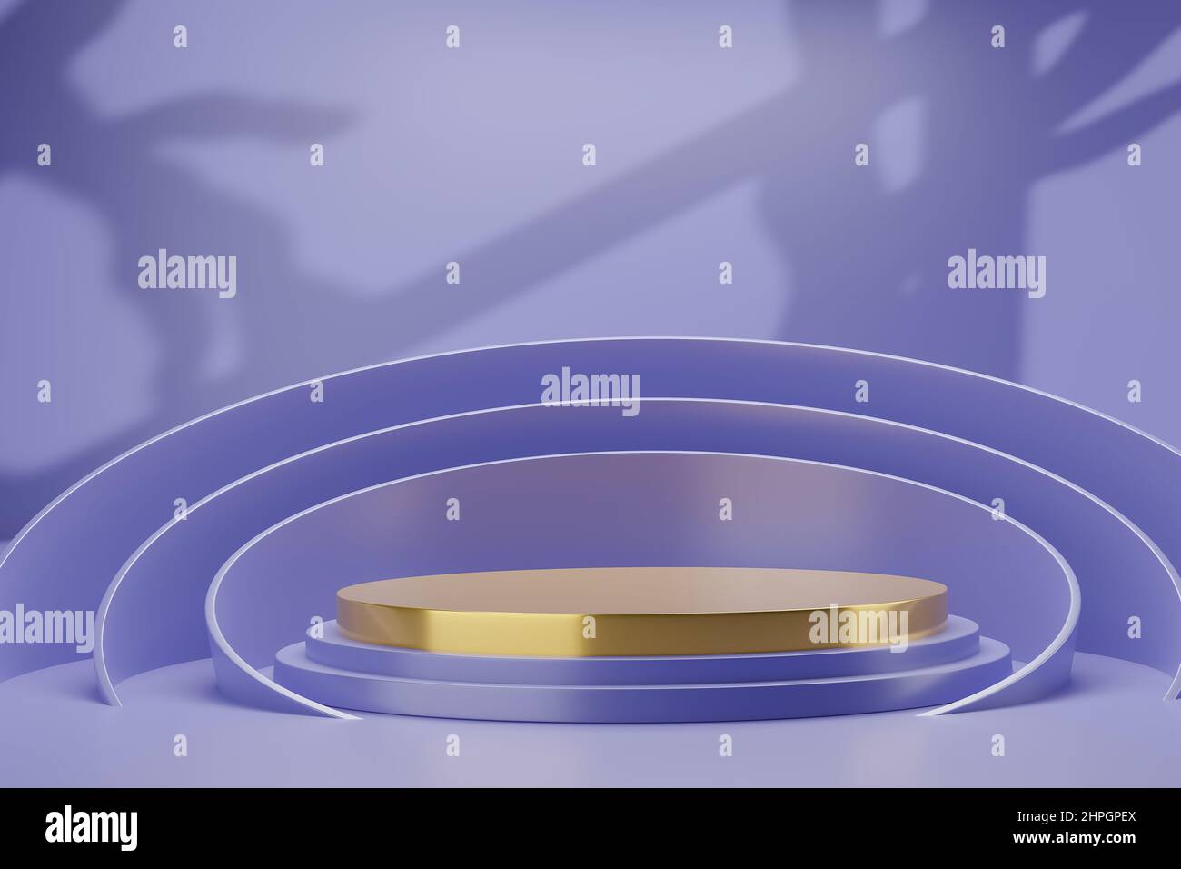 Very pery background with golden podium, 3d render Stock Photo - Alamy