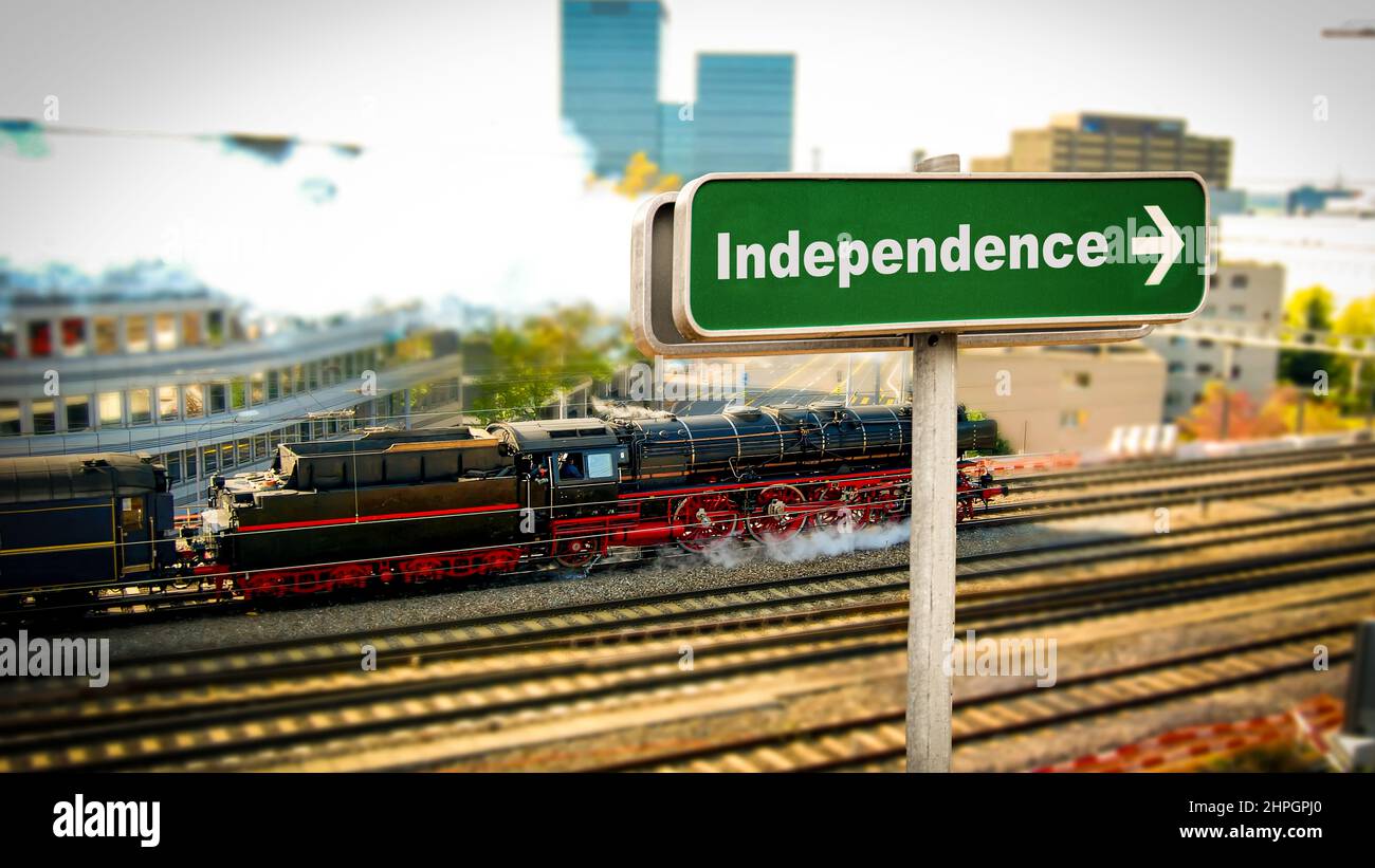 Street Sign the Direction Way to Independence Stock Photo - Alamy
