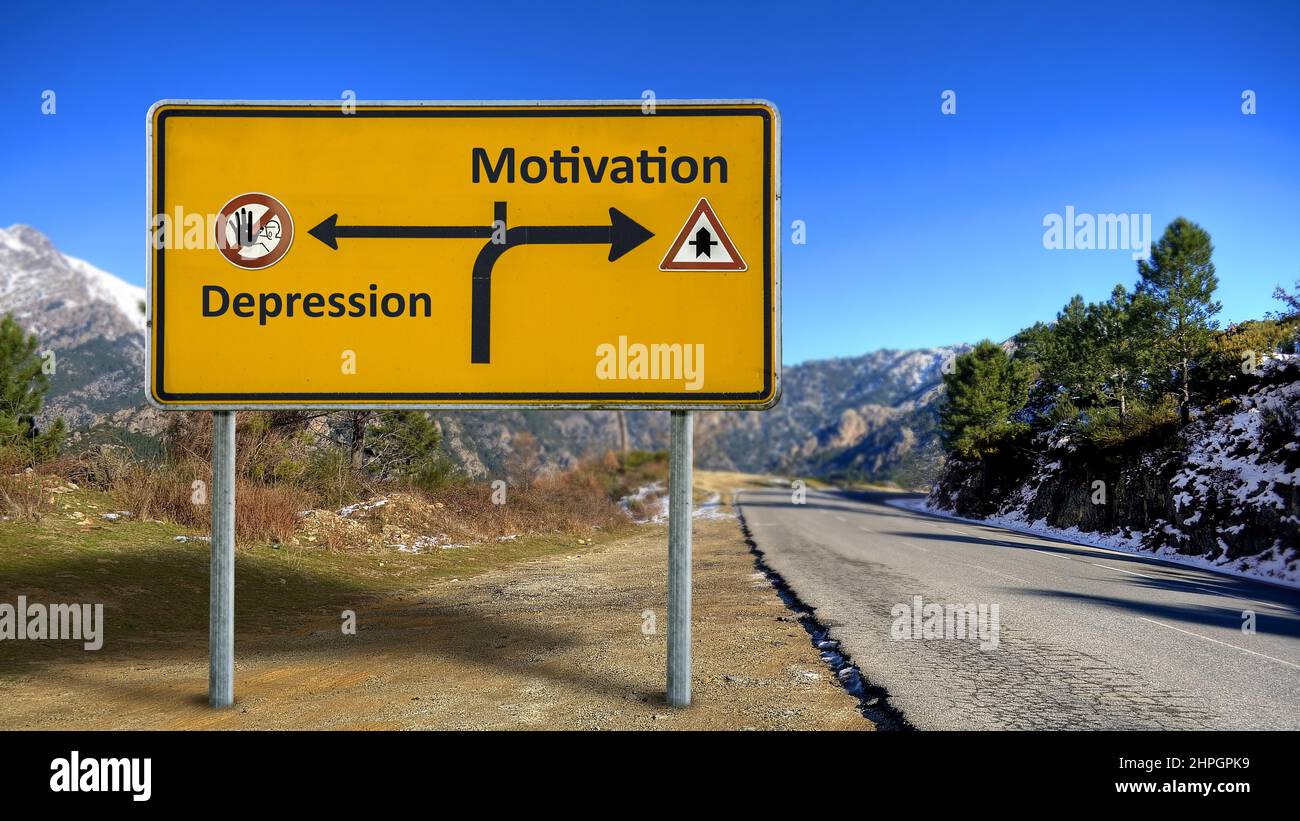 Street Sign the DIrection Way to Motivation versus Depression Stock ...