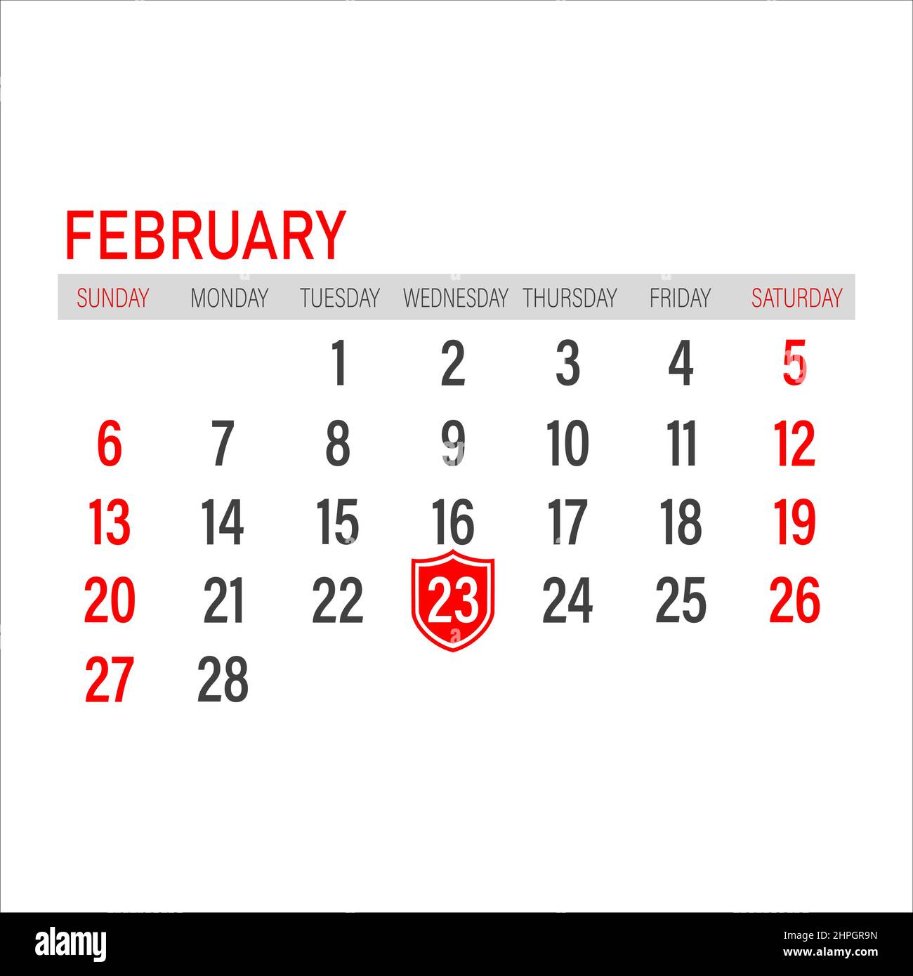February 23 on the calendar. Drawing on a white background Stock Vector ...