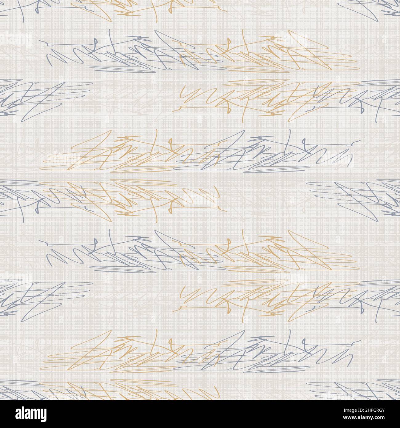 French blue doodle motif linen seamless pattern. Tonal country cottage ...