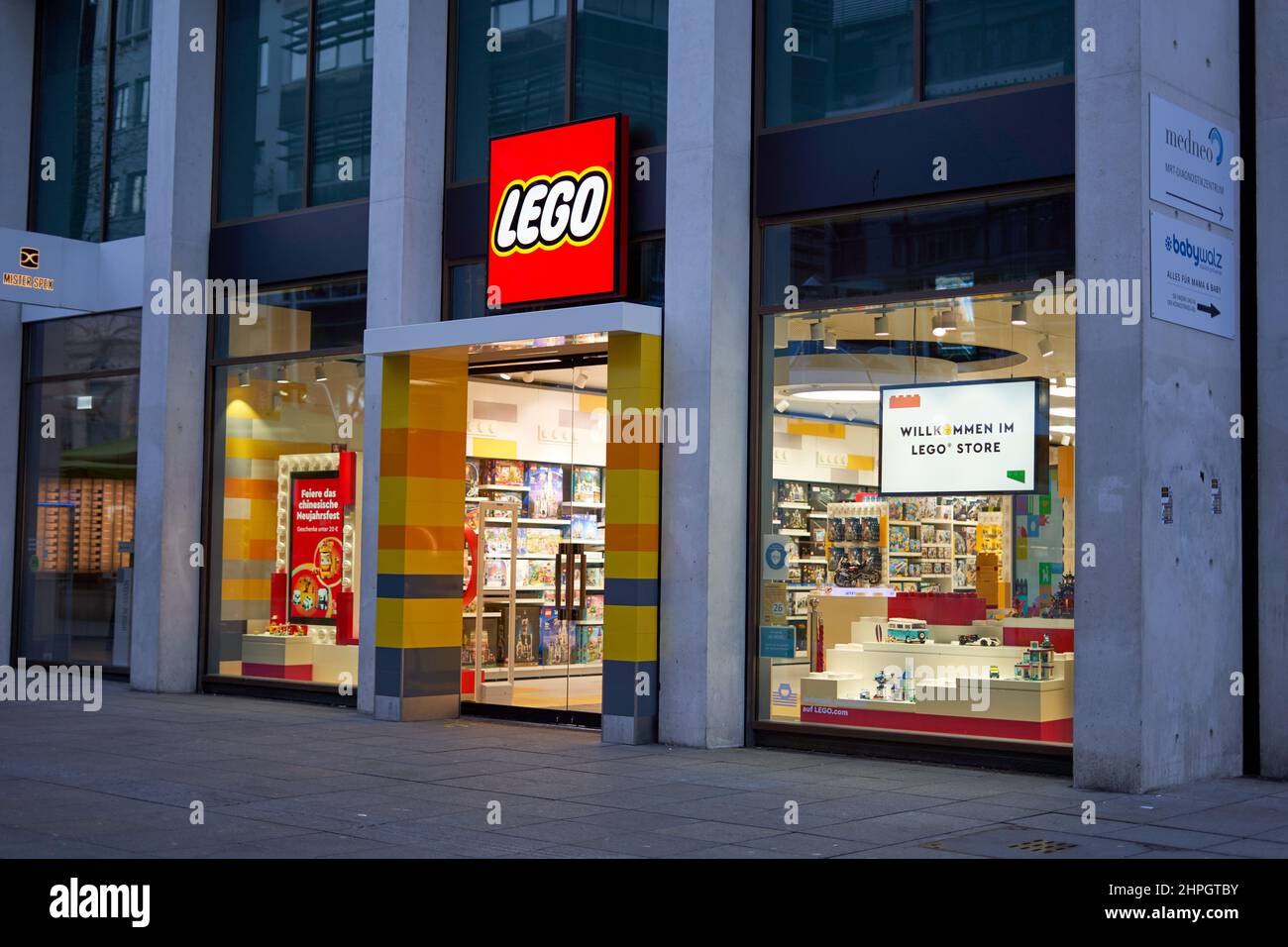 Stuttgart, Germany - January 15, 2022: Lego toys store. Entrance area ...