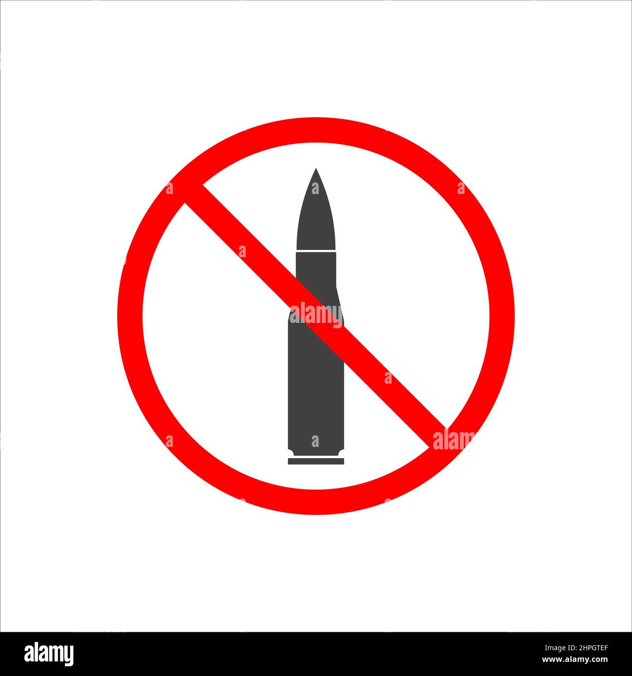 No Bullet vector. Not allow Bullet sign. The red circle prohibiting ...