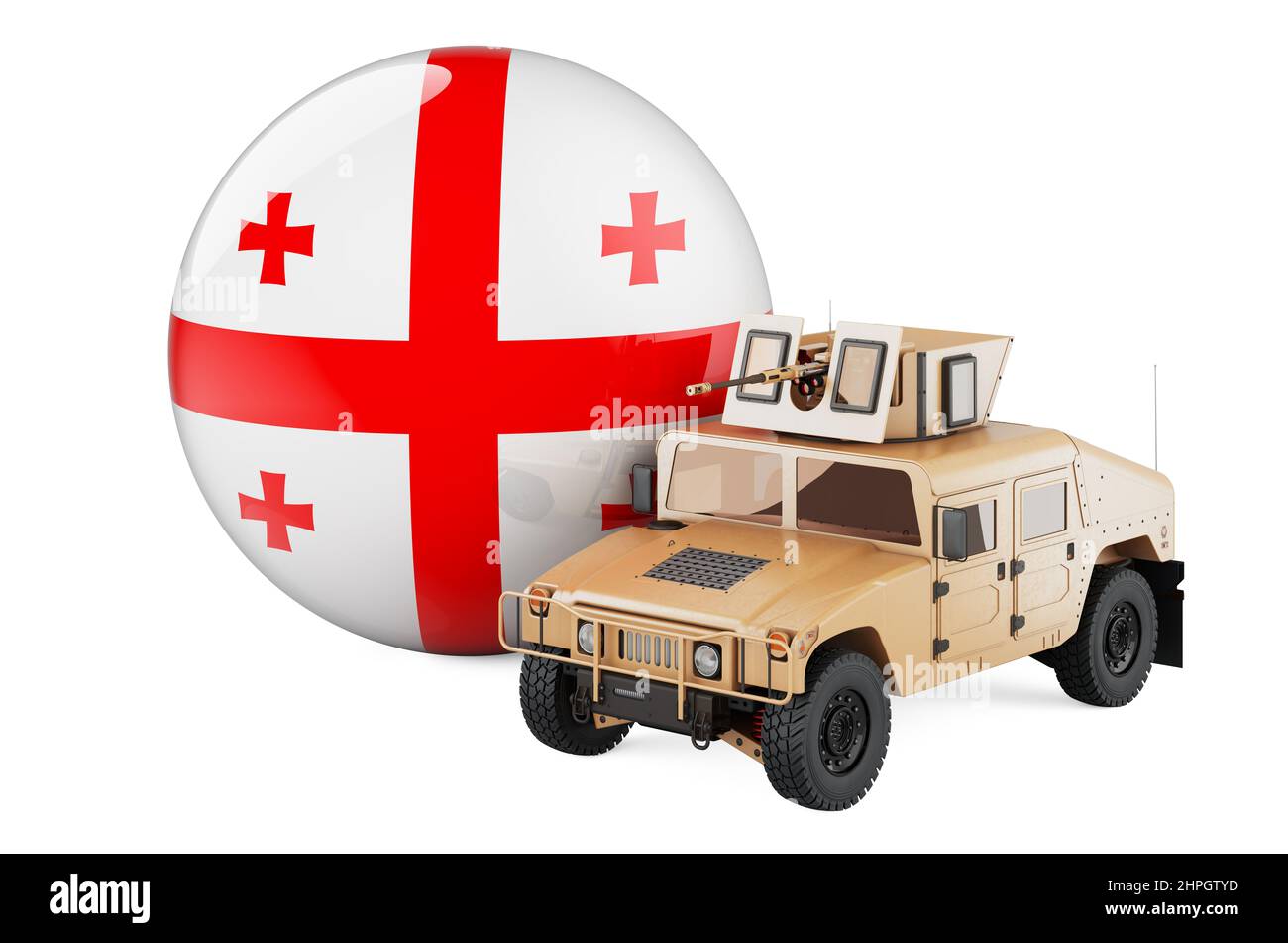 Military truck with Georgian flag. Combat defense of Georgia, concept ...