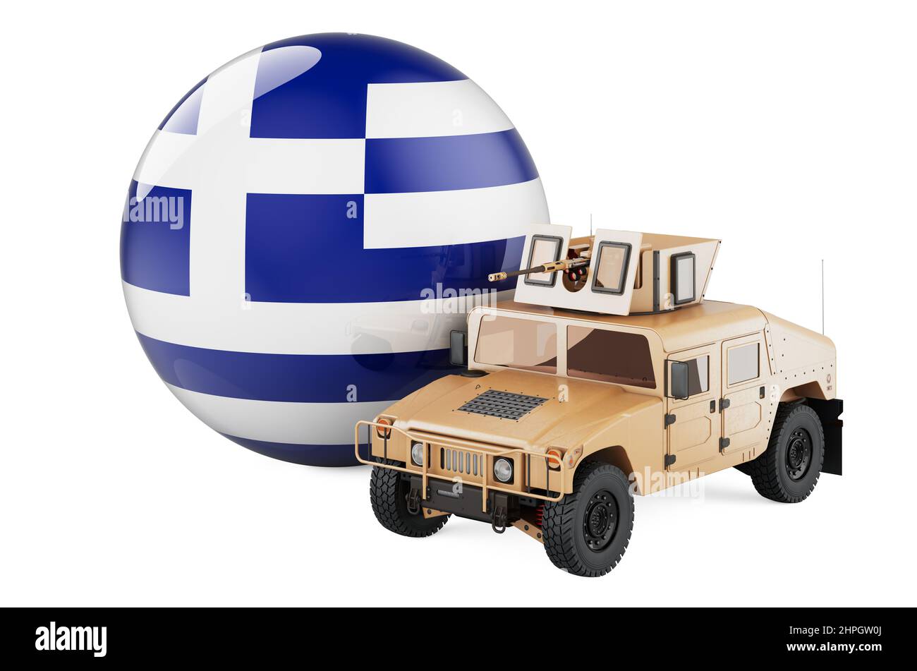 Military truck with Greek flag. Combat defense of Greece, concept. 3D ...