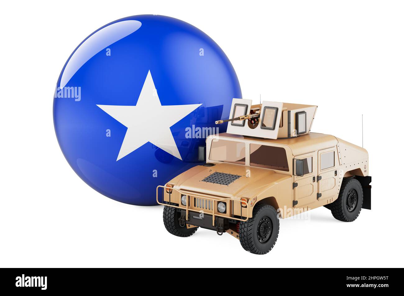Military truck with Somali flag. Combat defense of Somalia, concept. 3D ...