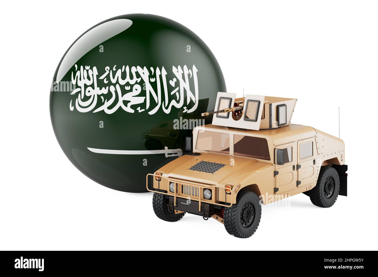 Military truck with Saudi Arabian flag. Combat defense of Saudi Arabia ...