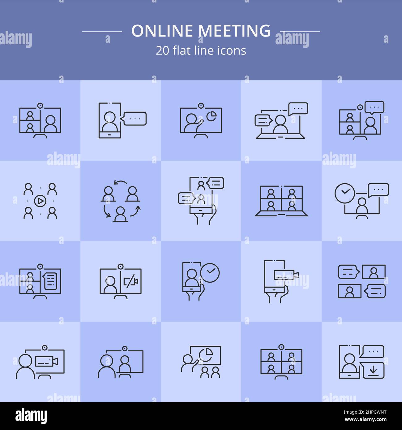 Simple set of online meeting related line Stock Vector Image & Art - Alamy