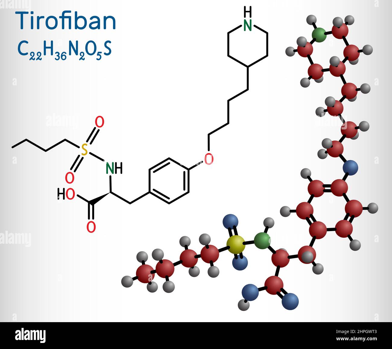 Tirofiban molecule. It is non-peptide tyrosine derivative, with ...