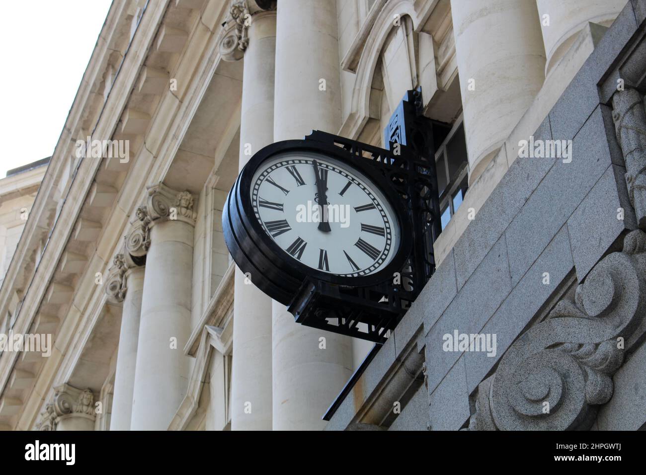Clock on the Auckland Britomart Transport Center building, New Zealand ...