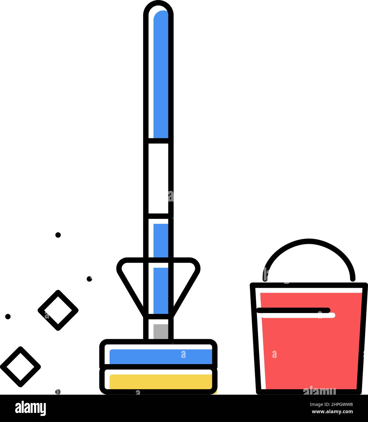 floor mop and bucket color icon vector illustration Stock Vector Image ...