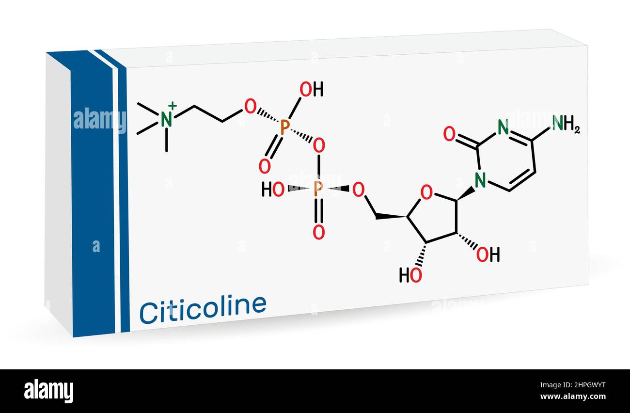 Citicoline, CDP-choline, cytidine diphosphate-choline molecule. It is ...