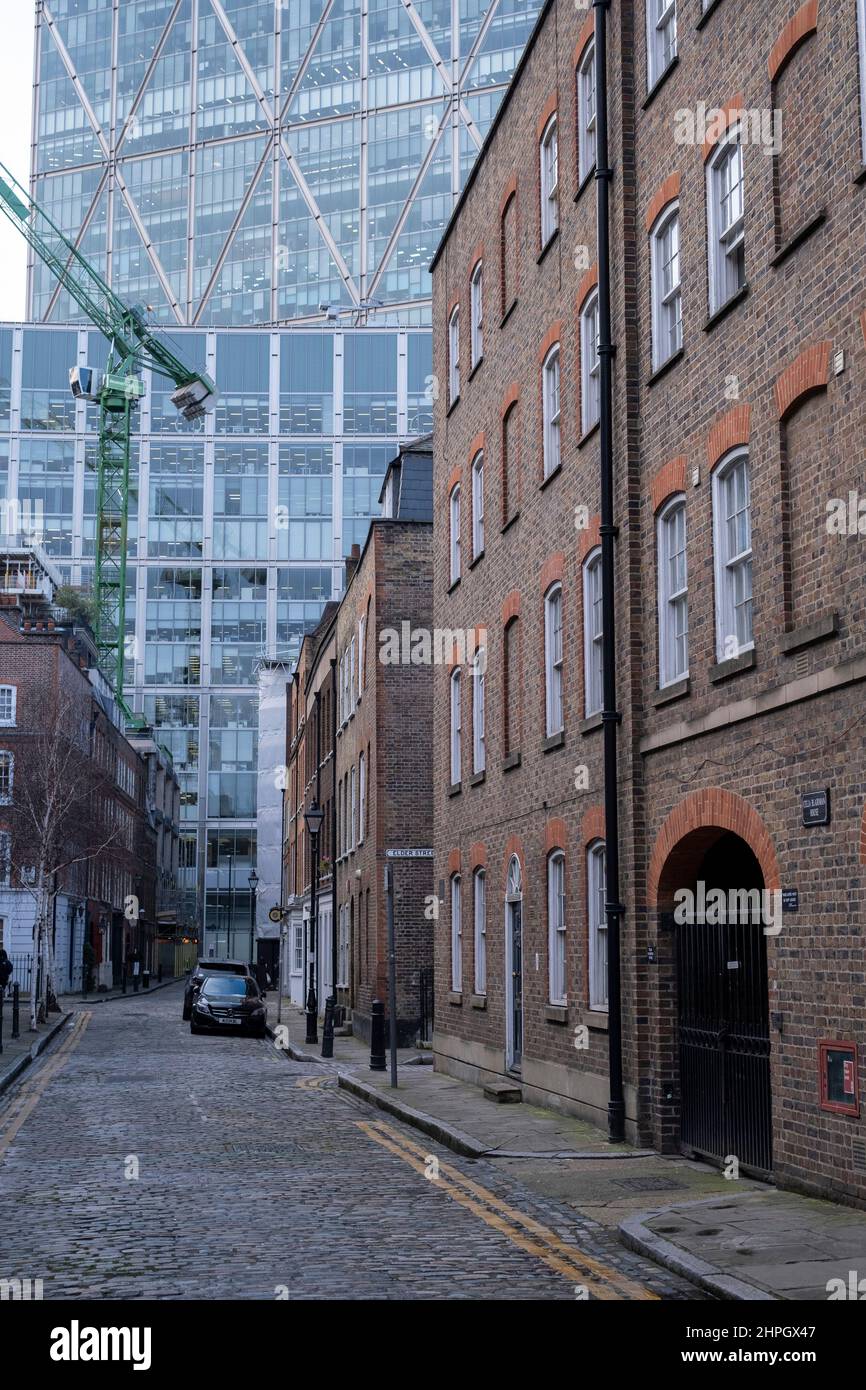 Old and new view along Folgate Street towards The Broadgate Tower in ...