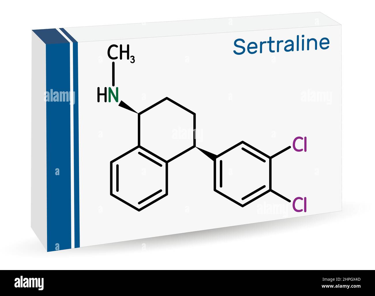 Sertraline molecule. It is antidepressant, used to treat depressive ...