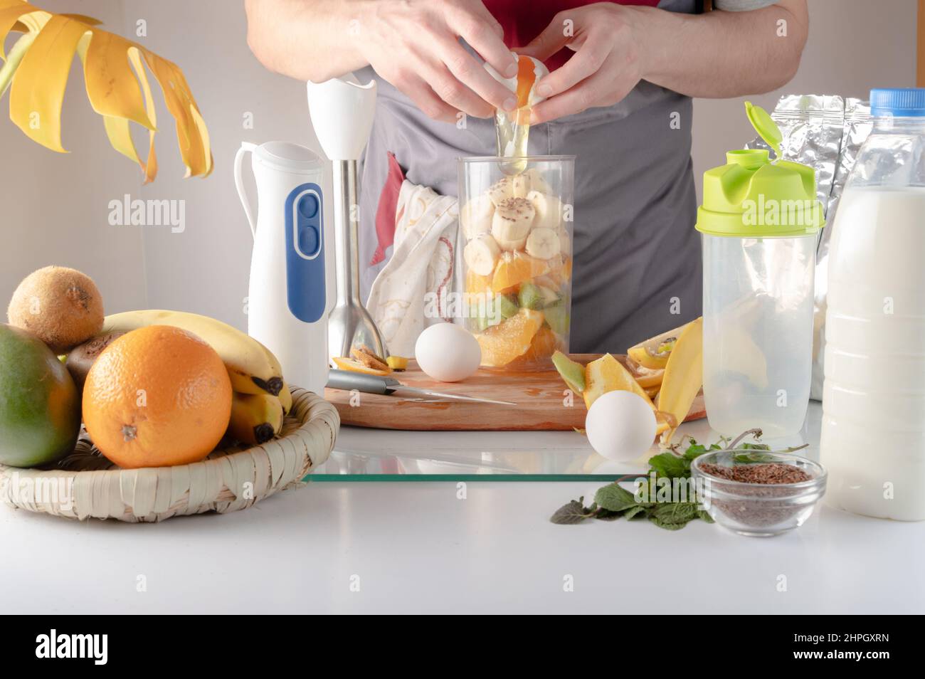 Adding chicken protein to a shake. Protein for a sports shake. Protein ...