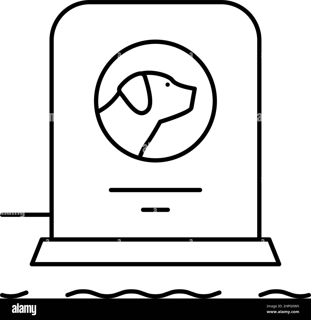 dog dead pet monument line icon vector illustration Stock Vector Image ...
