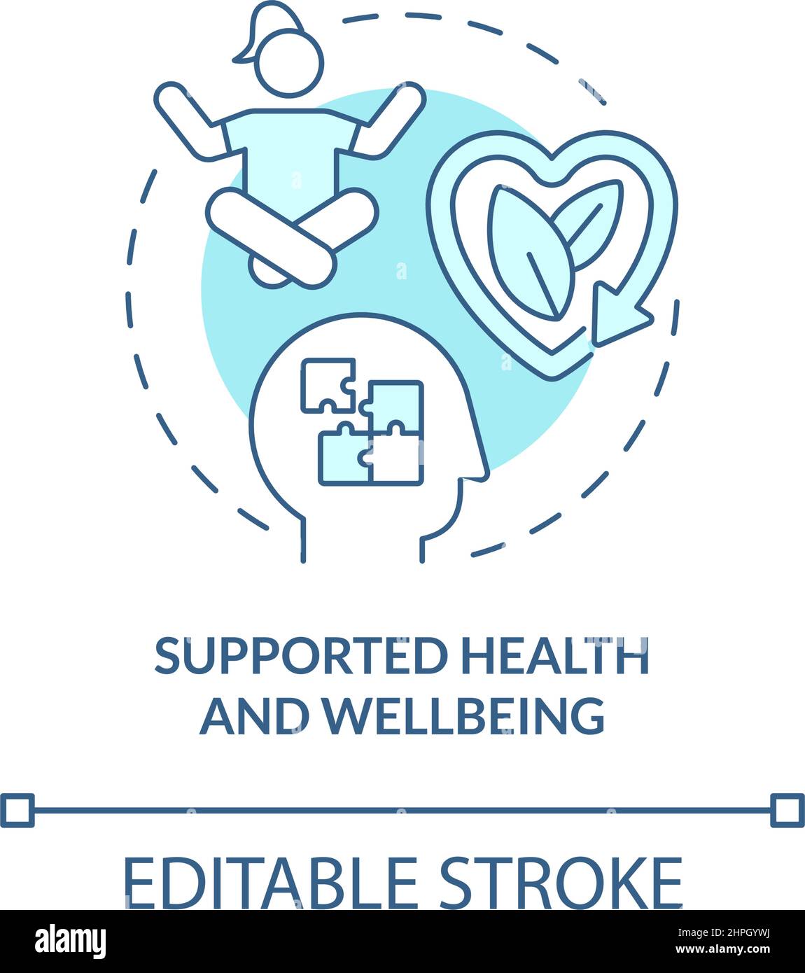Supported health and wellbeing turquoise concept icon Stock Vector ...