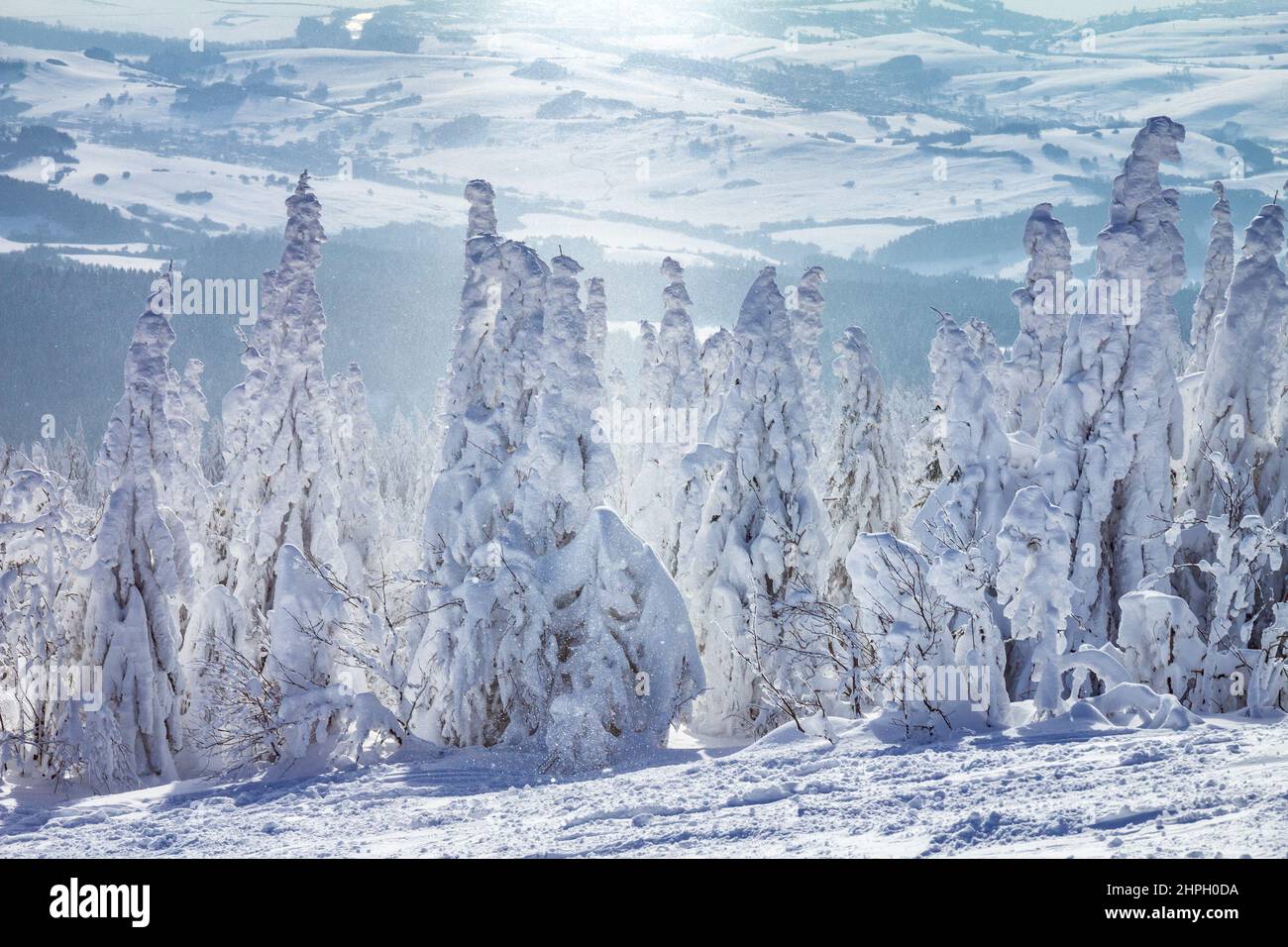 Beautiful scenery of the snowy winter landscape. View from Kubinska ...