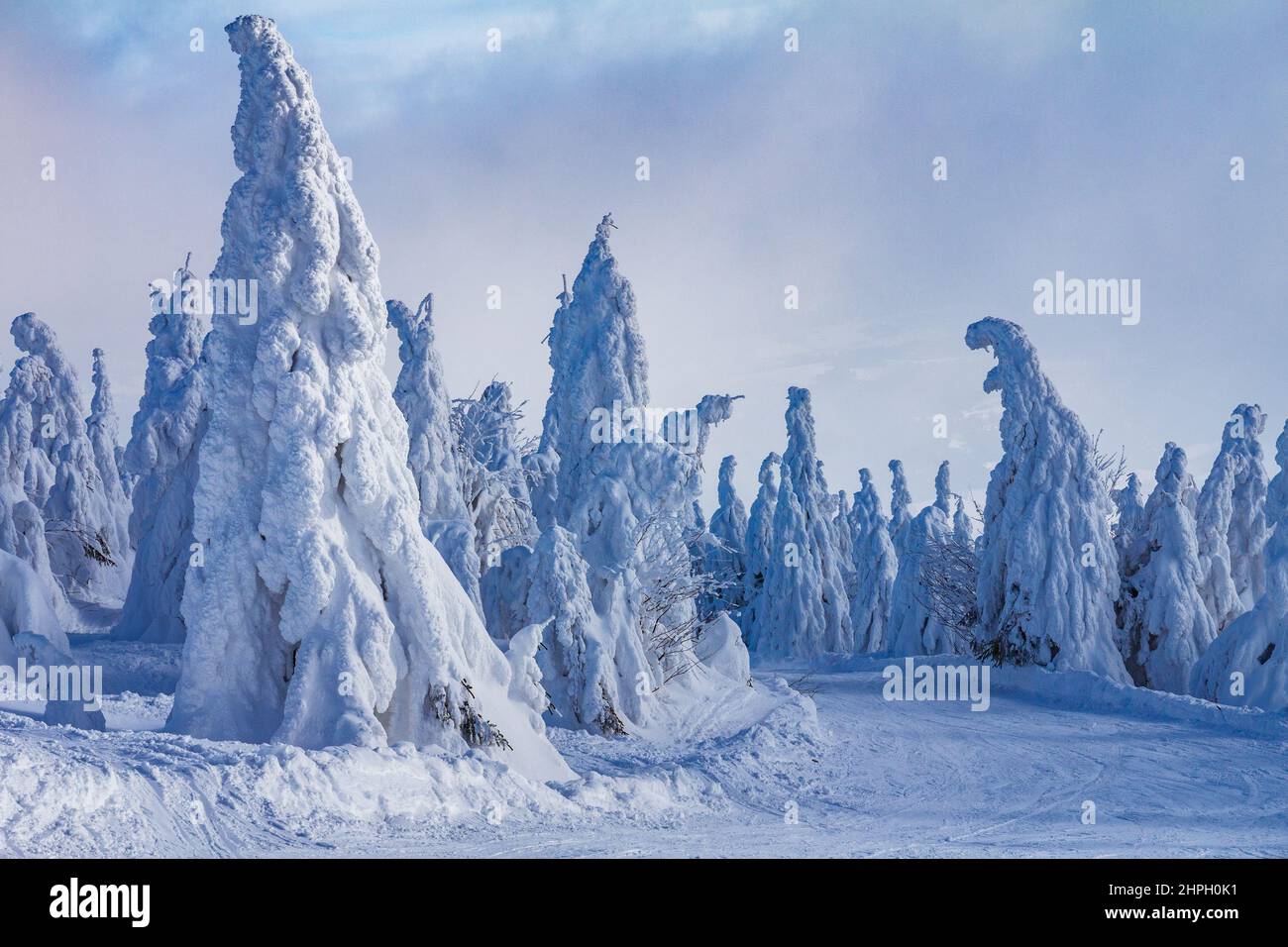 Beautiful scenery of the snowy winter landscape. View from Kubinska ...