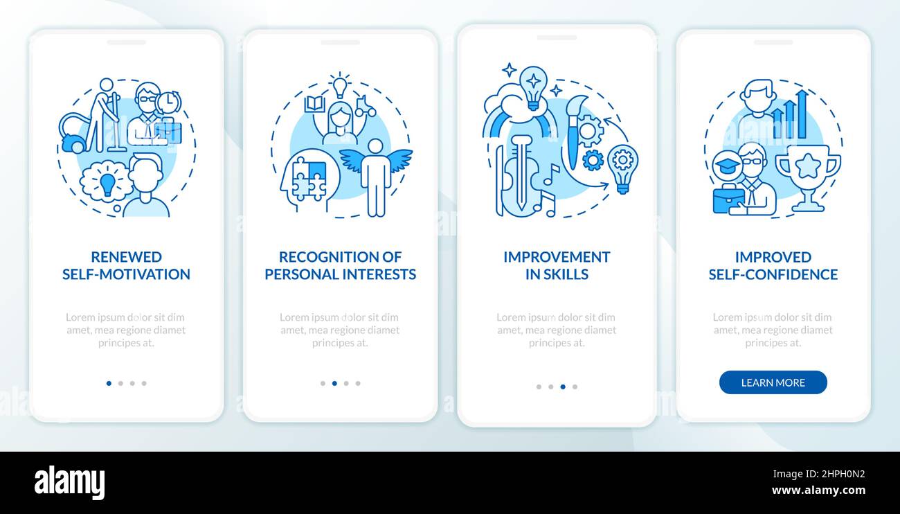 Lifelong learning benefits blue onboarding mobile app screen Stock Vector Image & Art - Alamy