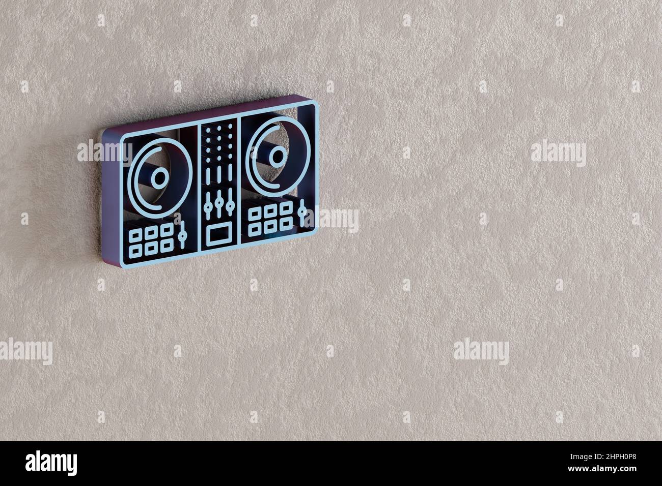 DJ Mixer icon. Beautiful Blue DJ Mixer symbol icons on wall background ...
