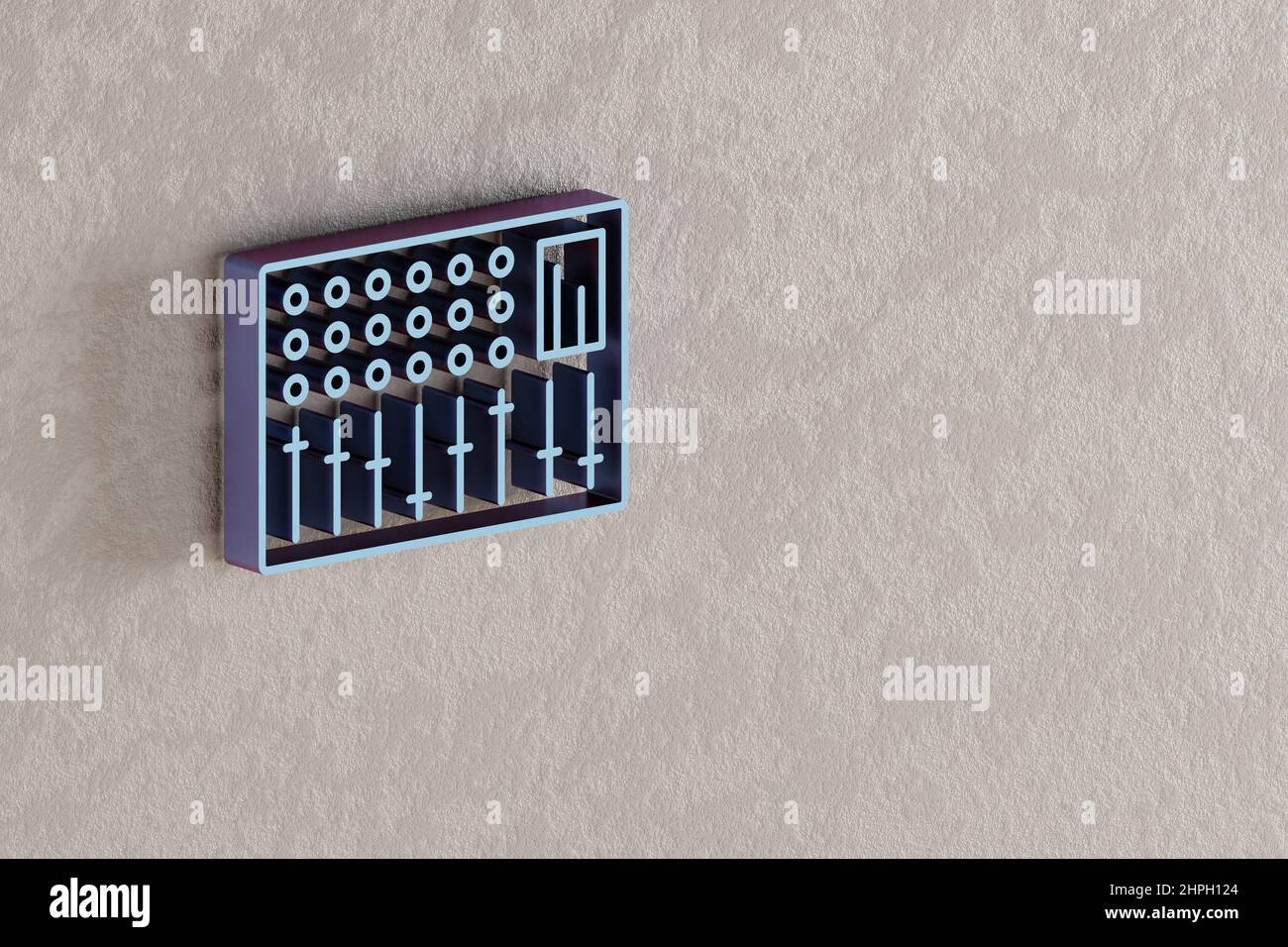DJ Mixer icon. Beautiful Blue DJ Mixer symbol icons on wall bright ...