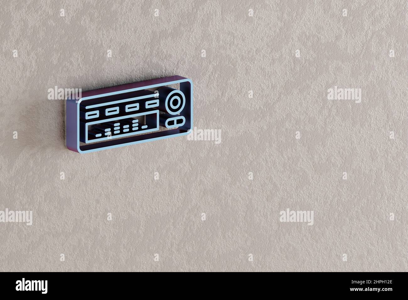 Car Radio icon. Beautiful Blue Car Radio symbol icons on wall bright ...