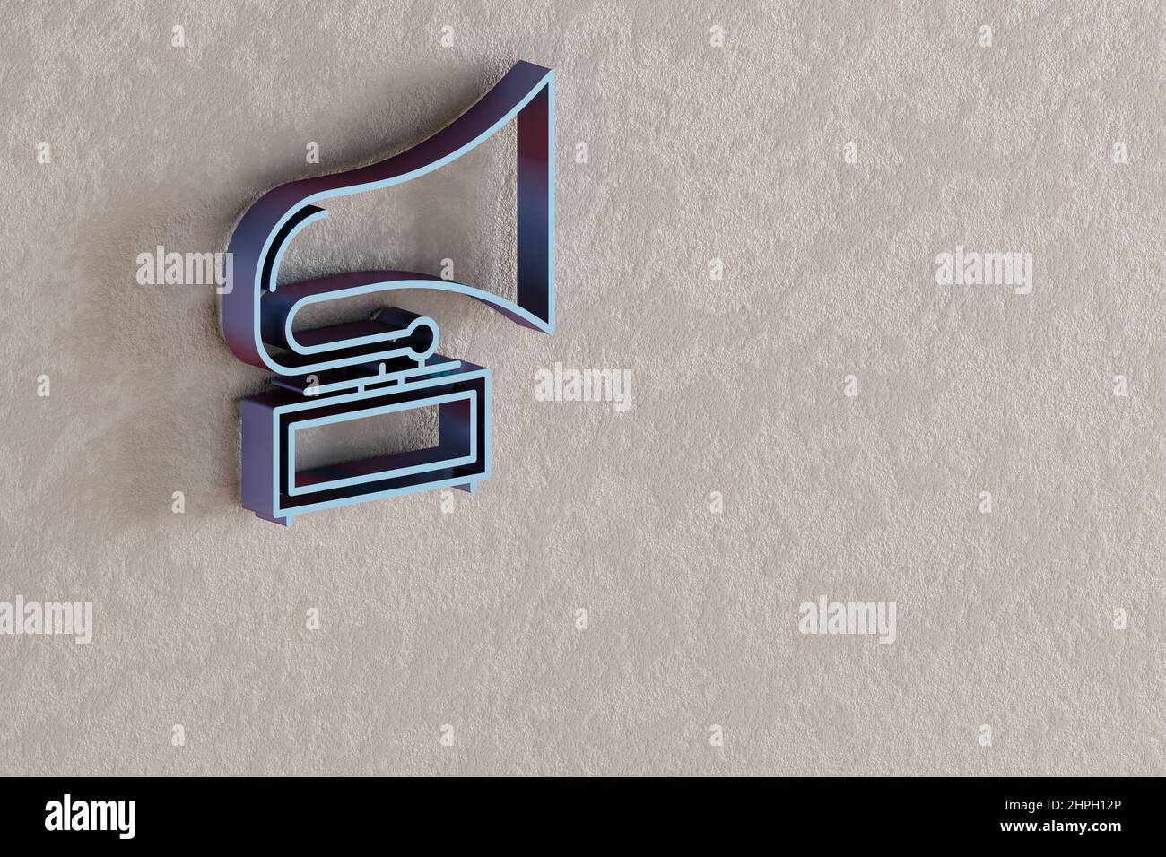 Old Gramophone icon. Beautiful Blue Old Gramophone symbol icons on wall ...