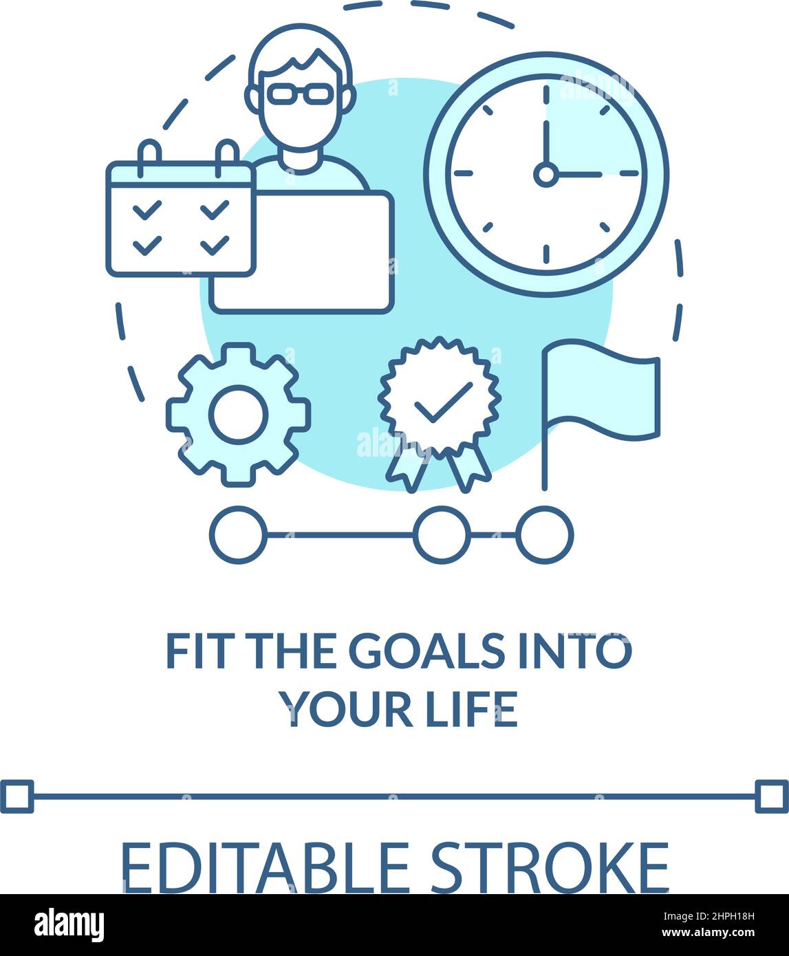 Fit goals into your life turquoise concept icon Stock Vector Image ...