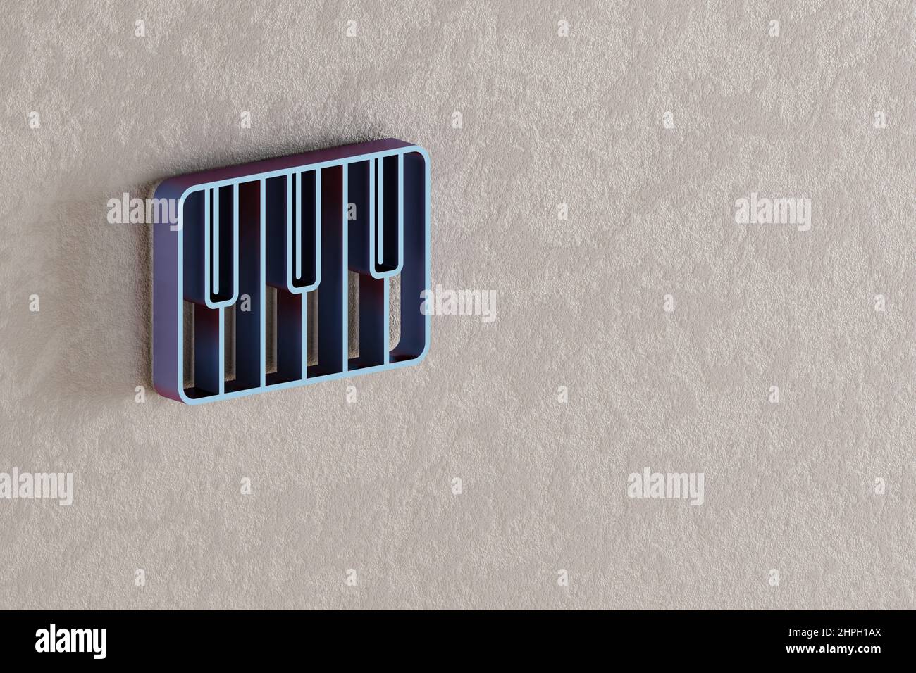 Piano Keys icon. Beautiful Blue Piano Keys symbol icons on wall bright ...