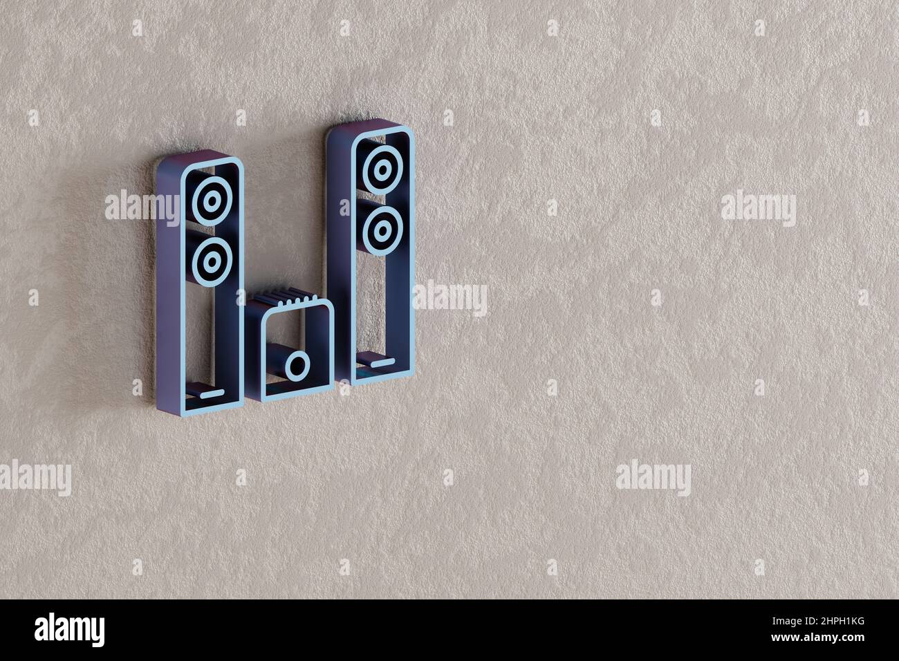 Sound System with Big Speakers icon. Beautiful Blue Sound System with ...